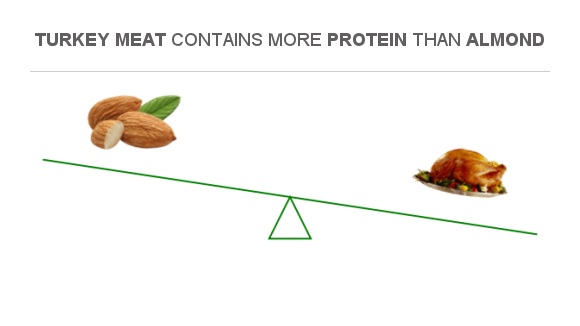 Compare Protein in Almonds to Protein in Turkey meat