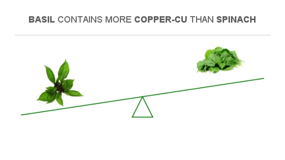Compare Copper in Basil to Copper in Spinach