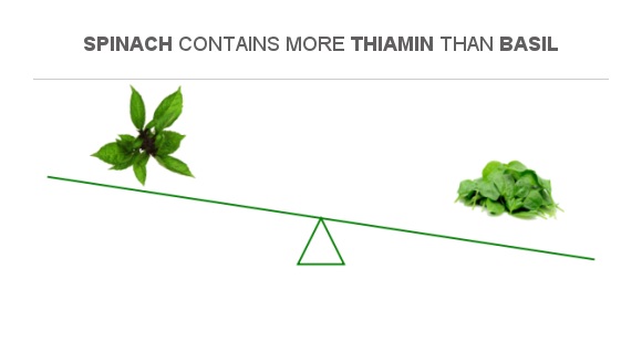 Compare Vitamin B1 in Basil to Vitamin B1 in Spinach