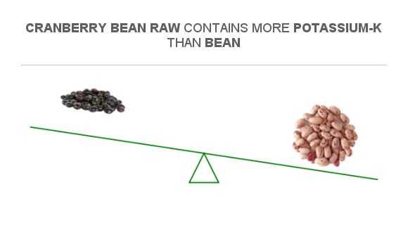 Compare Potassium in Bean to Potassium in Cranberry bean raw Compare Potassium in Bean to Potassium in Cranberry bean raw