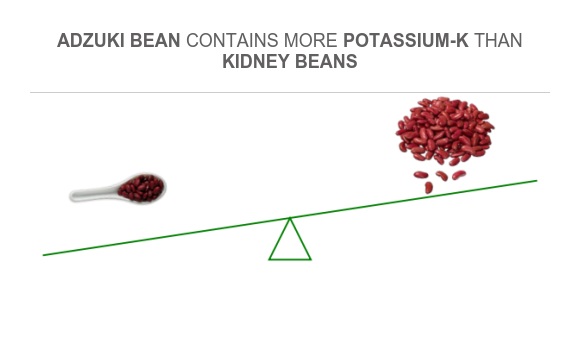 Compare Potassium in Adzuki bean to Potassium in Kidney beans