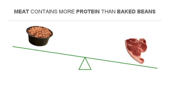Compare Protein in Baked beans to Protein in Meat