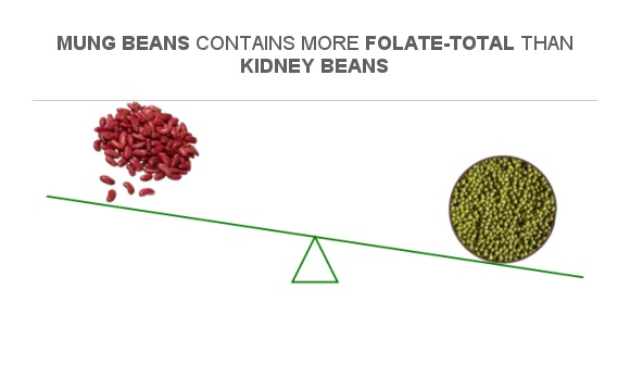 Compare Folate in Kidney beans to Folate in Mung beans
