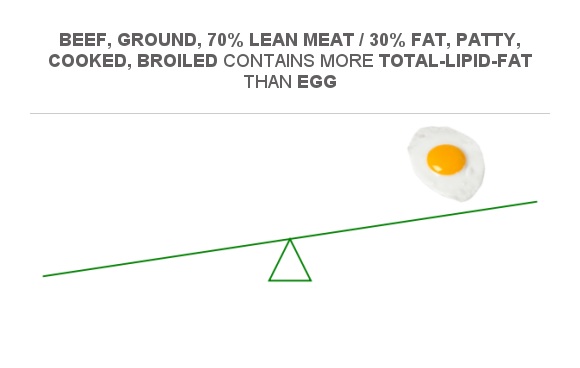 Compare Fats in Beef, ground, 70% lean meat / 30% fat, patty, cooked ...
