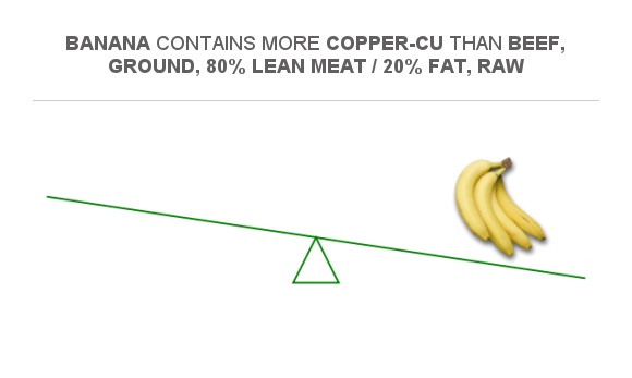 Compare Copper in Beef, ground, 80% lean meat / 20% fat, raw to Copper ...