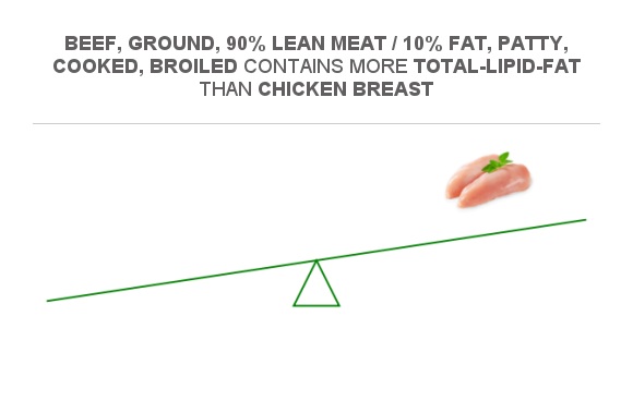 Compare Fats in Beef, ground, 90% lean meat / 10% fat, patty, cooked ...
