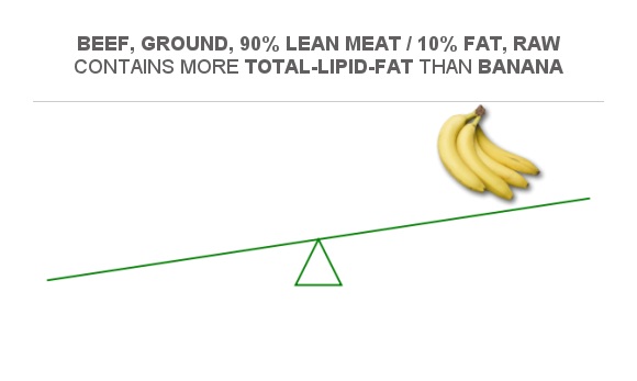 Compare Fats in Beef, ground, 90% lean meat / 10% fat, raw to Fats in ...