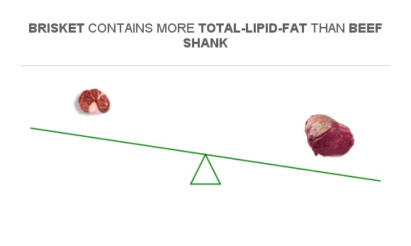 Compare Fats in Beef shank to Fats in Brisket