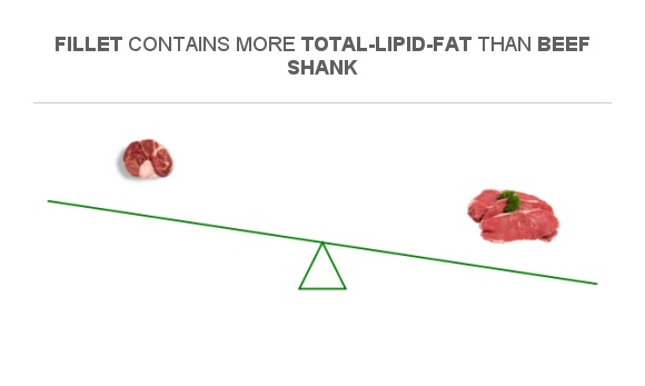 Compare Fats in Beef shank to Fats in Fillet