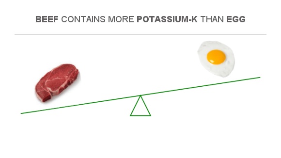 Compare Potassium in Beef to Potassium in Egg