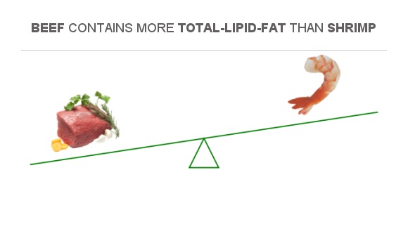 Compare Fats in Beef to Fats in Shrimp