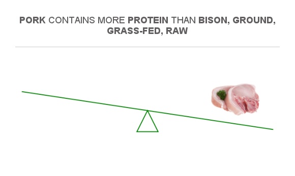 Compare Protein in Bison, ground, grass-fed, raw to Protein in Pork