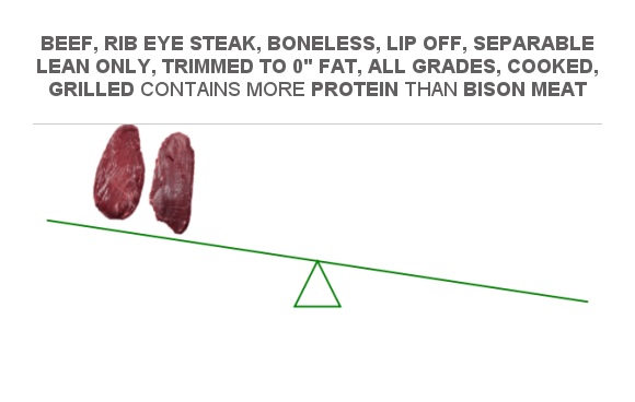 Compare Protein in Bison meat to Protein in Beef, rib eye steak ...