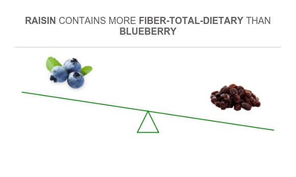 Compare Fiber in Blueberry to Fiber in Raisin