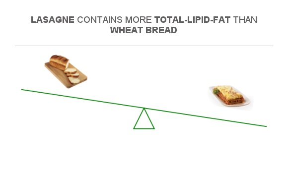 Compare Fats in Wheat Bread to Fats in Lasagne