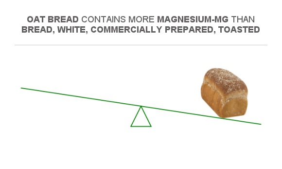 Compare Magnesium in Bread, white, commercially prepared, toasted to ...