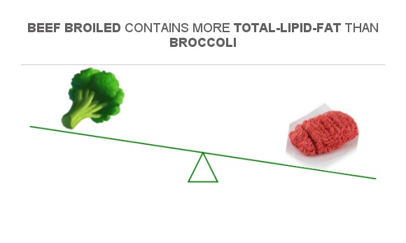 Compare Fats in Broccoli to Fats in Beef broiled