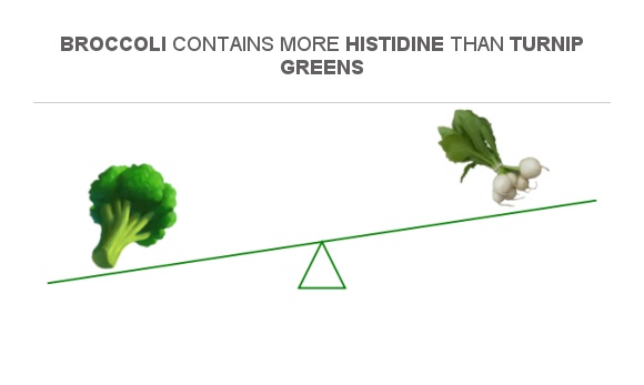 Compare Histidine in Broccoli to Histidine in Turnip greens