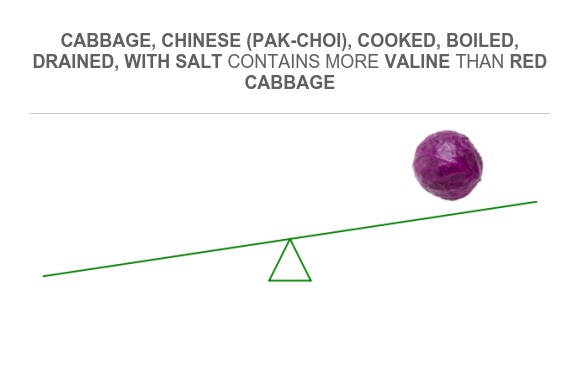 Compare Valine in Cabbage, chinese (pak-choi), cooked, boiled, drained ...