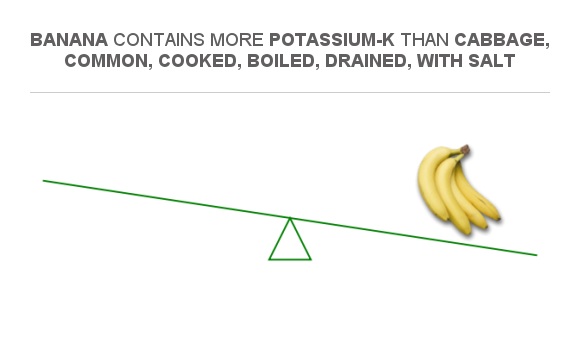 Compare Potassium in Cabbage, common, cooked, boiled, drained, with ...