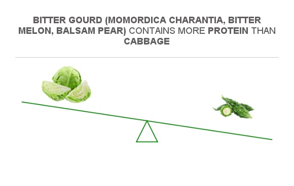 Compare Protein in Cabbage to Protein in Bitter melon