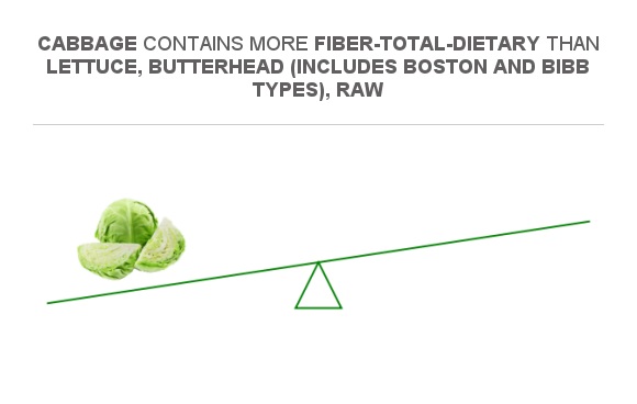 Compare Fiber in Cabbage to Fiber in Lettuce, butterhead (includes ...