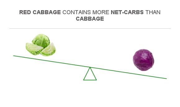 Compare Net carbs in Cabbage to Net carbs in Red cabbage