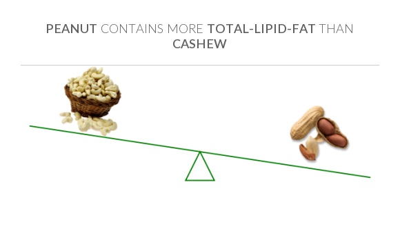 Compare Fats in Cashew to Fats in Peanut