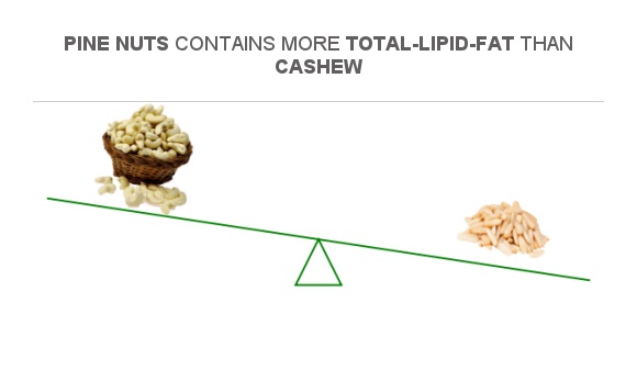 Compare Fats in Cashew to Fats in Pine nuts