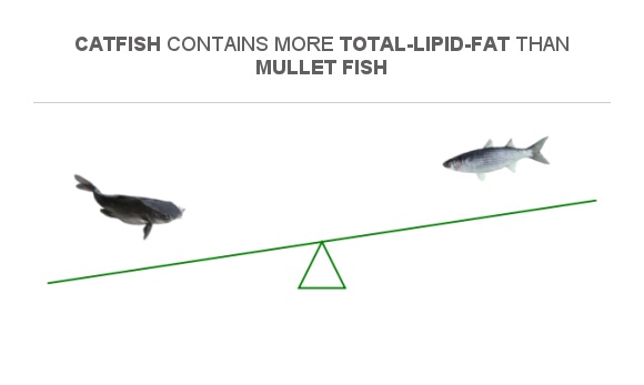 Compare Fats in Catfish to Fats in Mullet fish