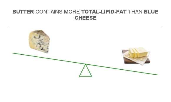 Compare Fats in Blue cheese to Fats in Butter