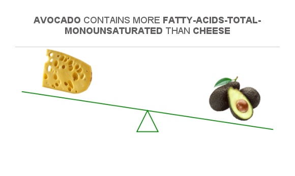 Compare Monounsaturated fat in Cheese to Monounsaturated fat in Avocado