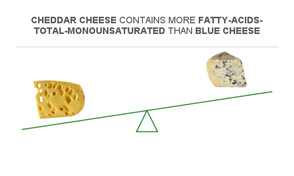Compare Monounsaturated fat in Cheese to Monounsaturated fat in Blue cheese