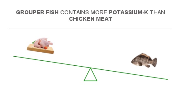 Compare Potassium in Chicken meat to Potassium in Grouper fish