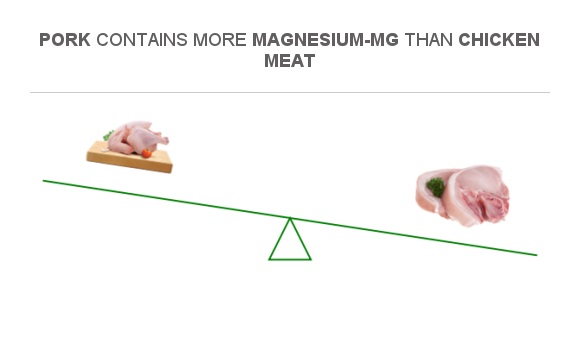 Compare Magnesium in Chicken meat to Magnesium in Pork