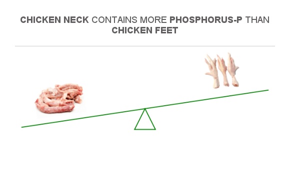 Compare Phosphorus in Chicken neck to Phosphorus in Chicken feet