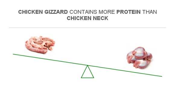Compare Protein in Chicken neck to Protein in Chicken gizzard