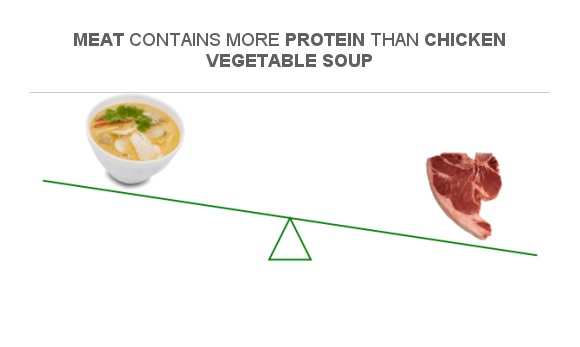 Compare Protein in Chicken vegetable soup to Protein in Pork Meat