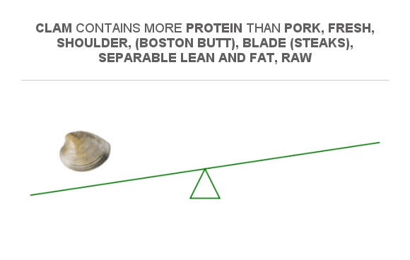 Compare Protein in Clam to Protein in Pork, fresh, shoulder, (Boston ...