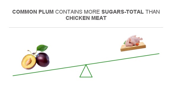 Compare Sugar in Plum to Sugar in Chicken meat