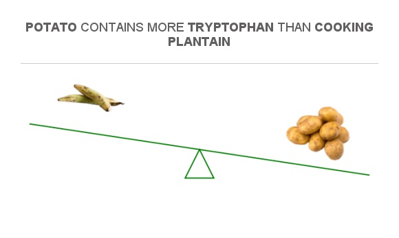 Compare Tryptophan in Plantain to Tryptophan in Potato