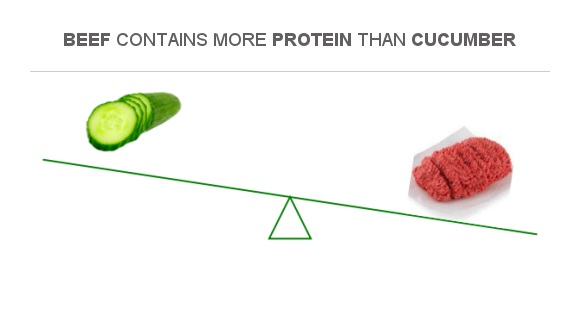 Compare Protein in Cucumber to Protein in Beef