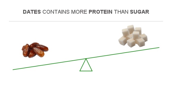 Compare Protein in Dates to Protein in Sugar