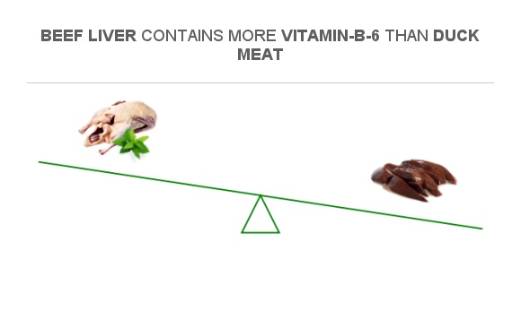 Compare Vitamin B6 in Duck meat to Vitamin B6 in Beef Liver