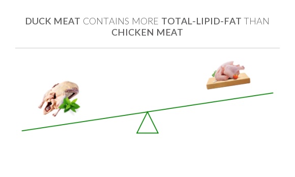 Compare Fats in Duck meat to Fats in Chicken meat