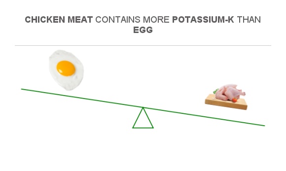 Compare Potassium in Egg to Potassium in Chicken meat