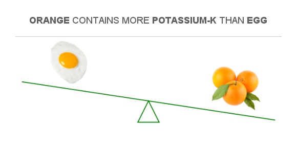 Compare Potassium in Egg to Potassium in Orange