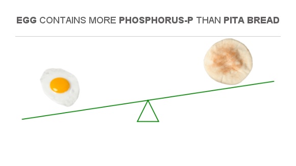 Compare Phosphorus in Egg to Phosphorus in Pita bread