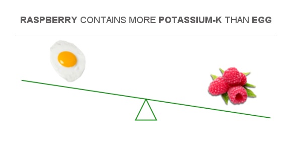 Compare Potassium in Egg to Potassium in Raspberry
