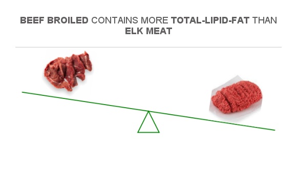 Compare Fats in Elk meat to Fats in Beef broiled